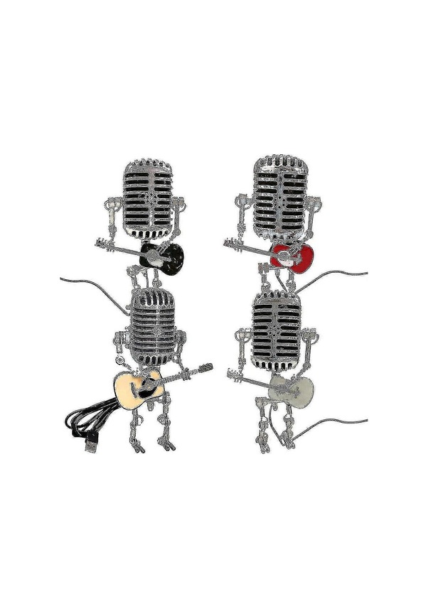 Vintage Mikrofon Robot Lamba Gitar Çal Masa Led Lamba Işık Vintage ...