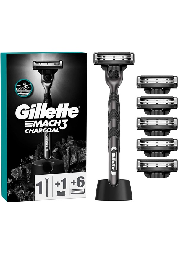 Gillette Mach 3 Charcoal Tıraş Makinesi + 6 Up Yedek Tıraş Bıçağı ...