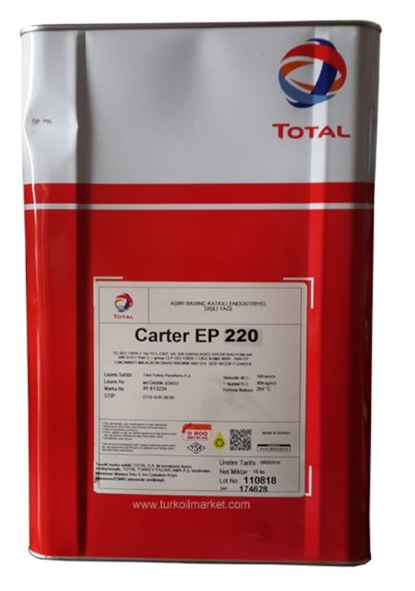 Total Carter EP 220 Endüstriyel Dişli Yağı 16 KG Fiyatları ve Özellikleri