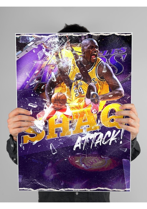 Shaquille O'neal Poster 60x90cm Nba Shaq Attack Afiş - Kalın Poster Kağıdı Dijital Baskı ...
