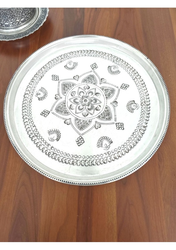 Modabakir Bakır Nakışlı Şark Köşesi Tepsi, Sini 65 Cm Fiyatları ve ...