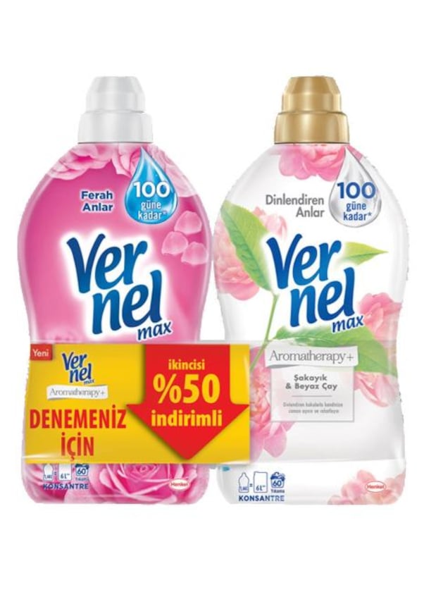 Vernel Max Konsantre Çamaşır Yumuşatıcısı Gül 1440 ML + Şakayık & Beyaz ...