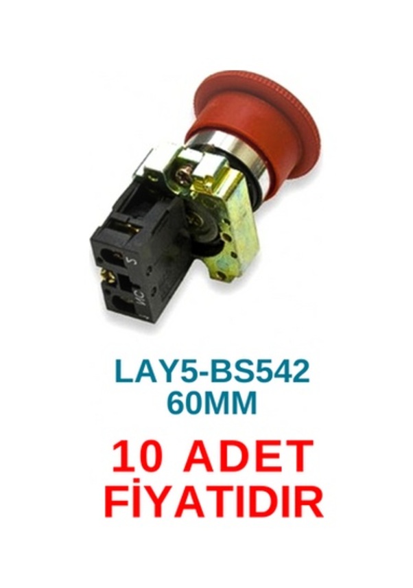 Lay5-bs542 10 Adet Metal 60mm Kalıcı Çevirmeli Acil Stop Butonu ...