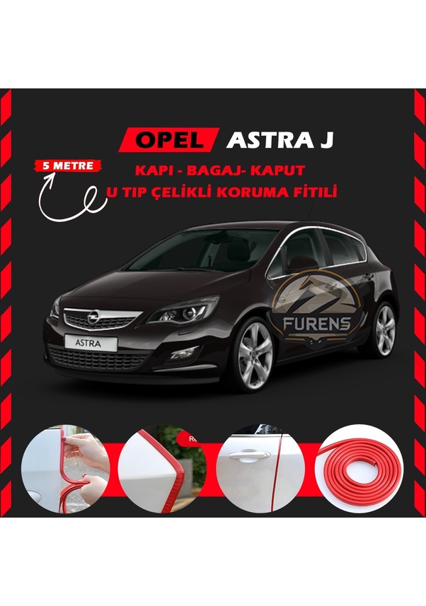 Opel Astra J Oto Araç Kapı Koruma Fitili 5metre Parlak Kırmızı Rengi ...