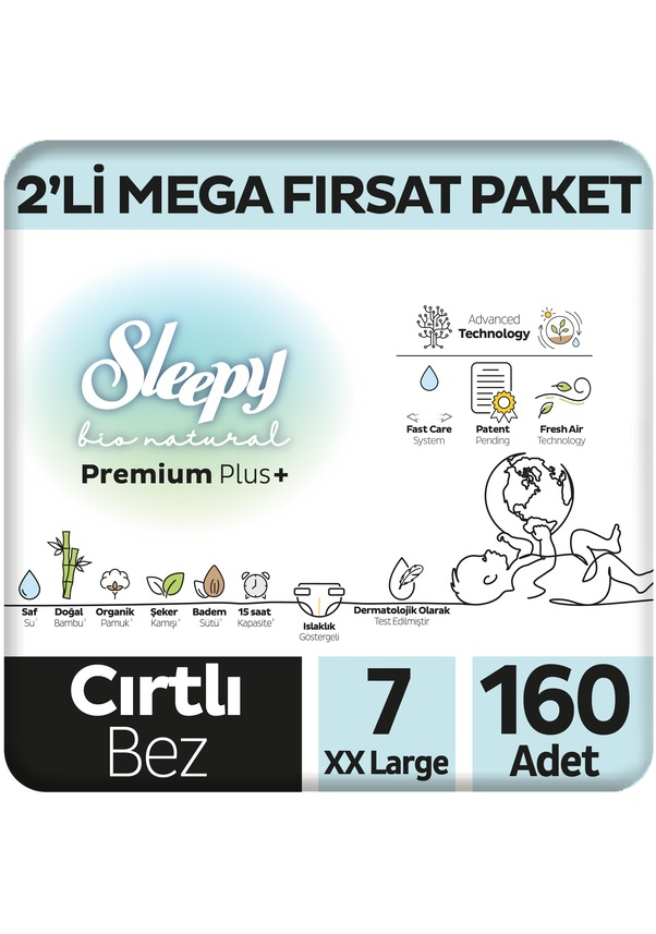 Sleepy Bio Natural Premium Plus 2'li Mega Fırsat Paketi Bebek Bezi 7 ...