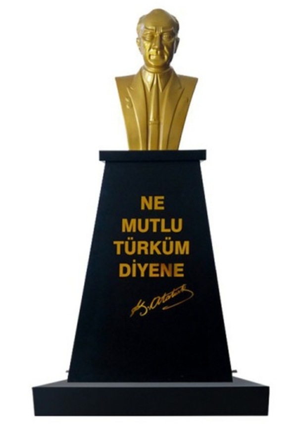 Atatürk Büstü 60CM Fiber + Kaide 120CM + Alt Tabla Lise Modeli ...