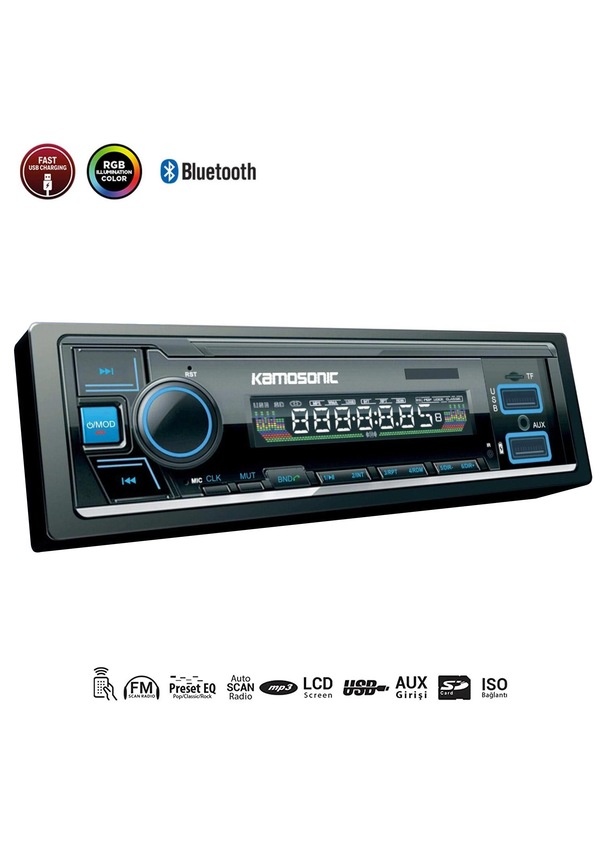 OTO TEYP 4X50W BT/2XUSB/SD/FM/AUX KAMOSONIC KS-MX802 Fiyatları ve Özellikleri