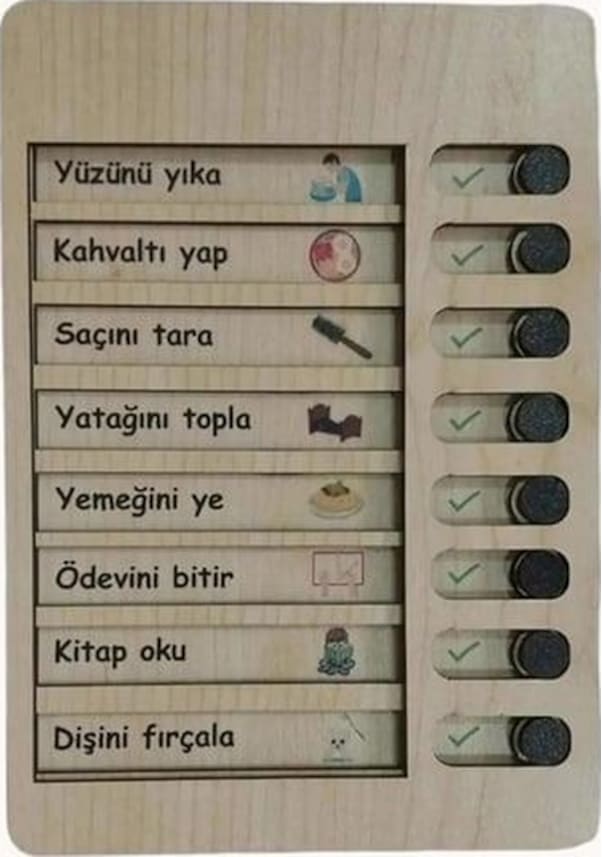 Ahşap Çocuk Günlük Rutin Checklist Kontrol Listesi Fiyatları ve Özellikleri