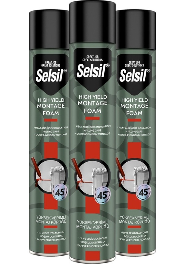 Selsil Selfoam Polyüretan Yüksek Verimli Montaj Dolgu Köpüğü 750 Ml/ 850 Gr 2659 - 3 Adet ...