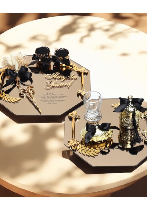 Affinity Sekizgen Gold Söz Nişan Tepsisi Siyah Siyah Fiyatları ve ...