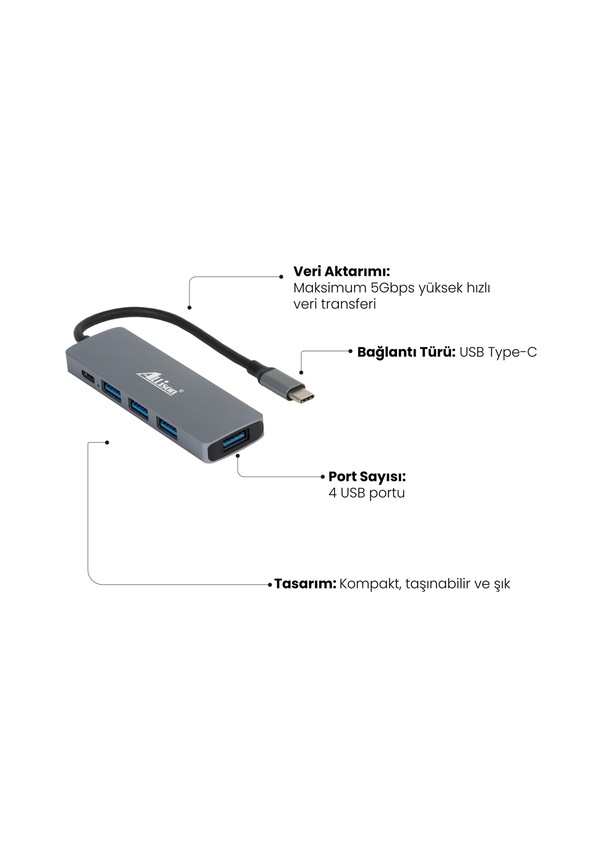 Allison 4'ü 1 Arada Usb-c Hub Docking Station Yüksek Hızlı Ve Çoklu ...