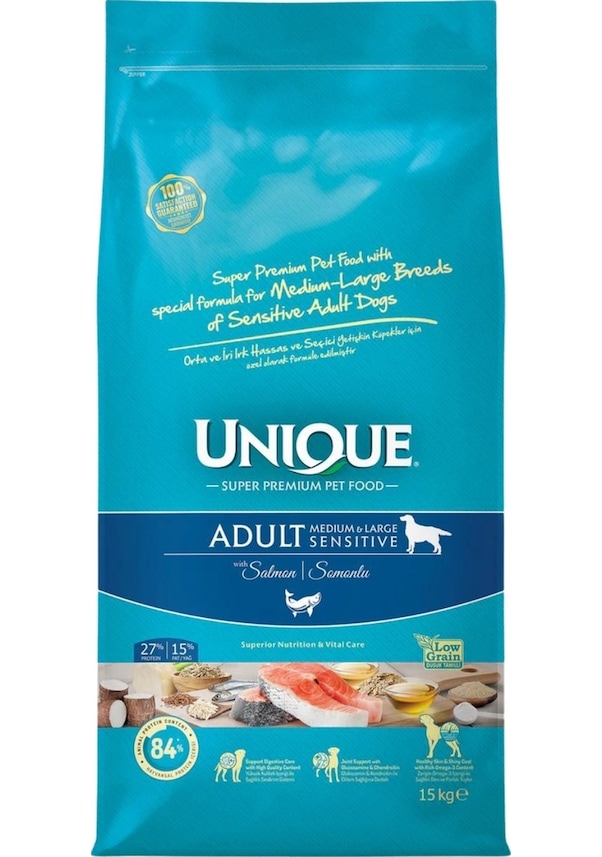 Unique Sensitive Somonlu Orta ve Büyük Irk Yetişkin Köpek Maması 15 KG Fiyatları ve Özellikleri