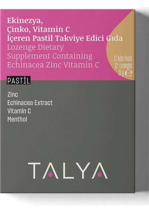 Talya Ekinezya Çinko Vitamin C İçeren Takviye Edici Gıda 12 Adet Pastil ...