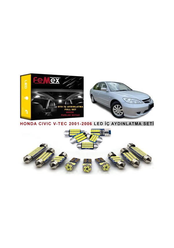 Honda Civic Vtec 2001-2006 LED İç Aydınlatma Ampul Seti FEMEX Par ...