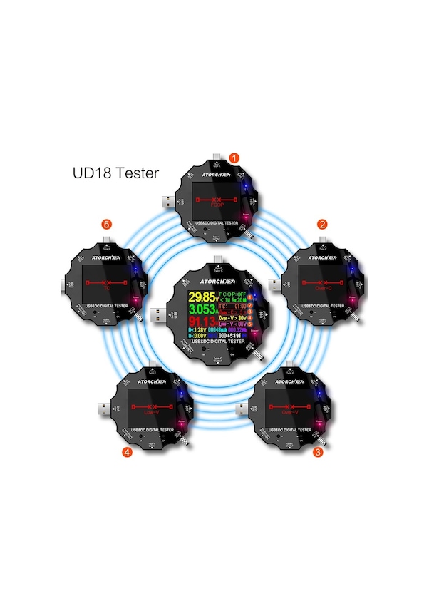 Ud18-ud18 Usb Test Cihazı 3.0 Dc Dijital Araç Voltmetre Ampermetre Güç ...
