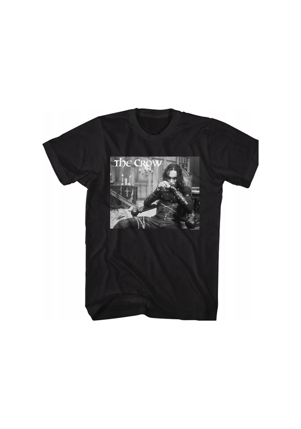 The Crow Movie Bw Fotoğraf Ve Logo Erkek Siyah Kısa Kollu Stil SIYAH ...