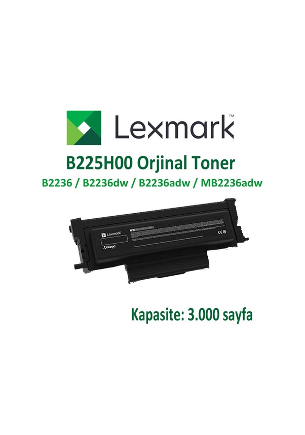 Lexmark B2236 / Mb2236 B225H00 Yüksek K..Toner 3.000 Syf Siyah ...