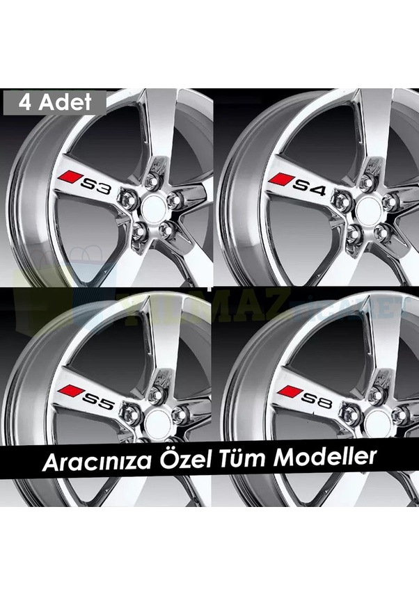 Audi S3 S4 S5 S6 S7 S8 Logo Jant Oto Sticker Yapıştırma 4 Adet S3-10 Cm ...