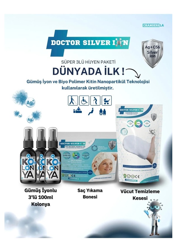 Doctor Silver Ion Gümüş İyonlu Kolonya 3 x 100 ML + Vücut Temizleme ...