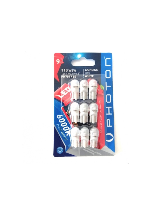 Photon T10 W5W 12V Dipsiz T10 Led Beyaz Işık Oto Park Ampülu 9'lu Paket ...