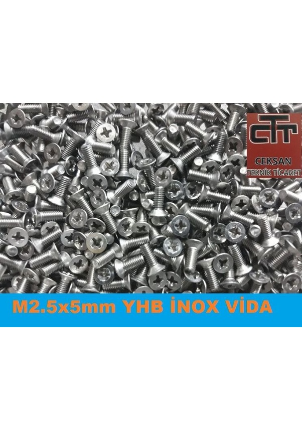 M2.5X5 Yhb Inox Paslanmaz Çelik Vida 50 Adet Fiyatları ve Özellikleri