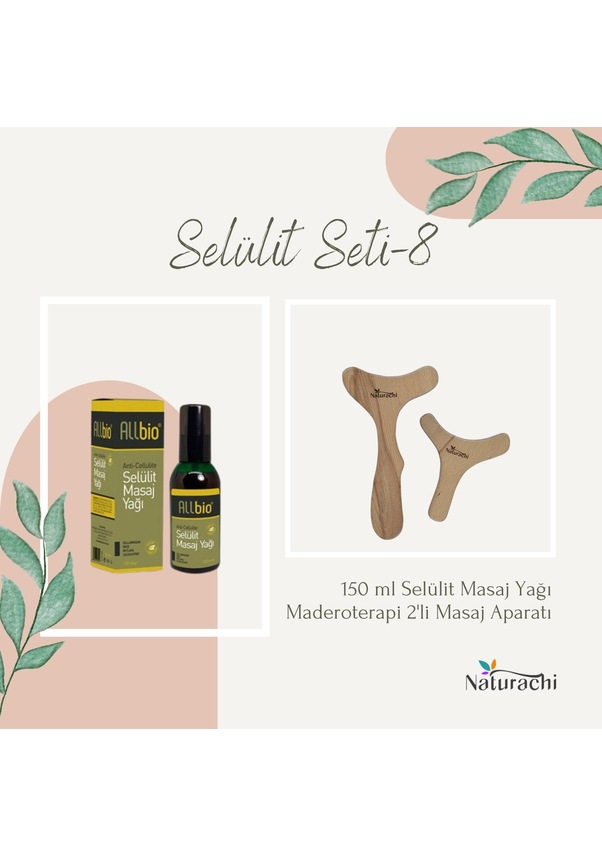 Allbio Selülit Masaj Yağı 150 ML + Maderoterapi 2'li Masaj Aparatı Set ...