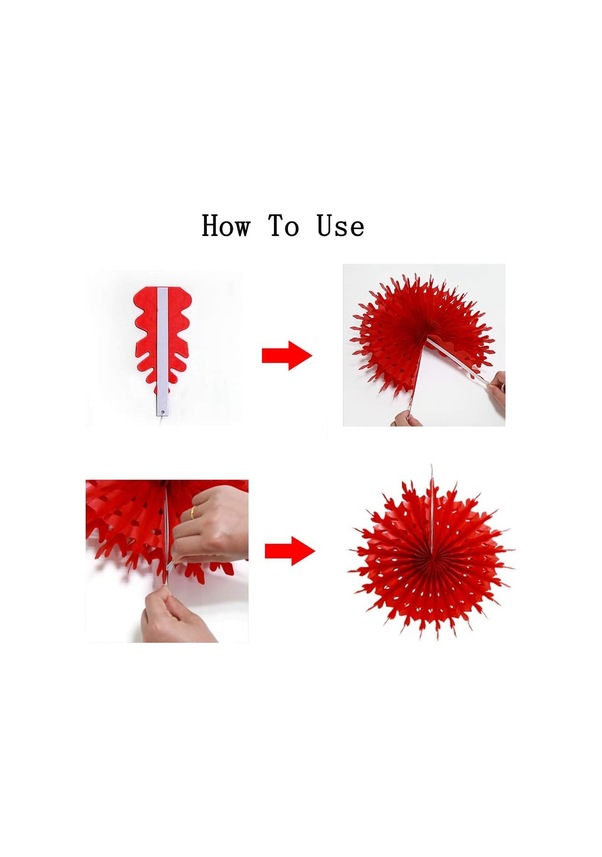 Kırmızı Parti Dekorasyonları Çin Yeni Yıl Doku Pompom Kağıt Fan Asılı ...