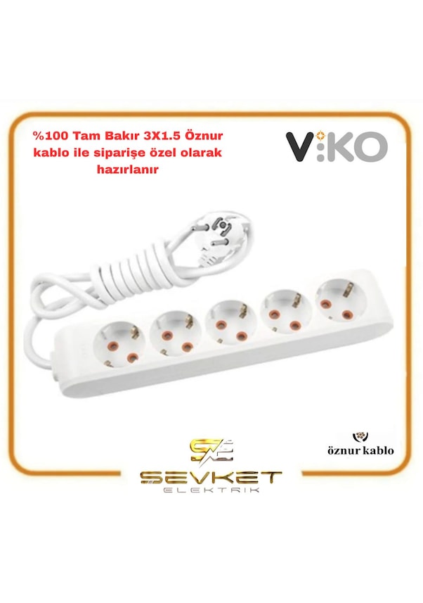 Viko Multi-let Beyaz 5'li 25 Metre 3x1.5 Kablolu Grup Priz Fiyatları ve Özellikleri