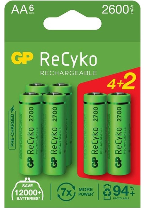 Gp Aa 2600 Mah Şarjlı Şarj Edilebilir Kalem Pil 4+2 Li Paket Fiyatları ...