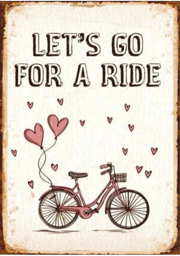 Let's Go For A Ride Yazılı Bisiklet Temalı Ahşap Retro Poster Tablo ...