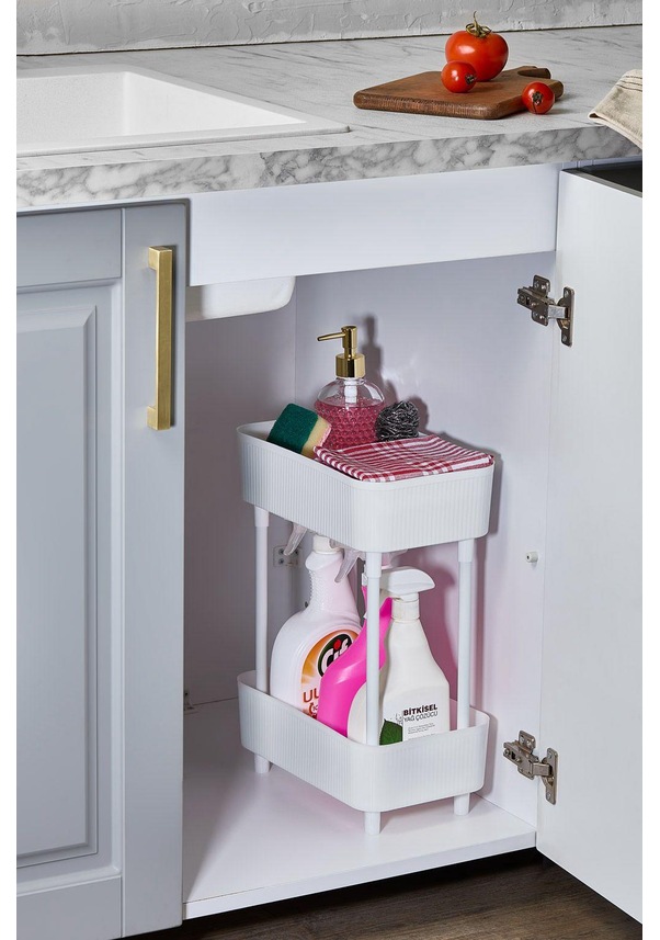Rotanev Beyaz İki Katlı Raf Çok Amaçlı 2 Katlı Evye Altı Düzenleyici ...