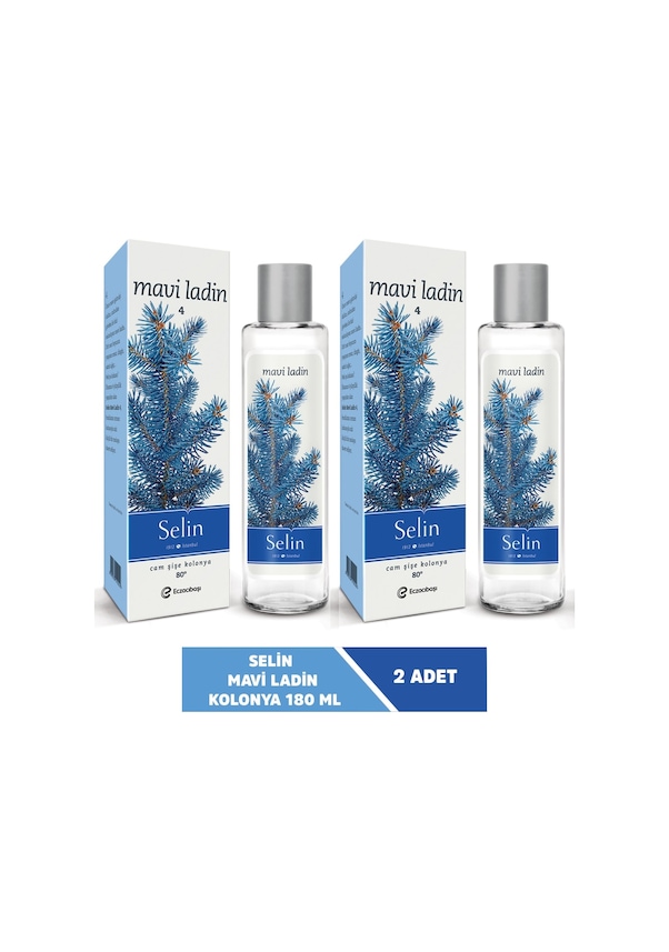 Selin 80 Derece Mavi Ladin Parfümlü Kolonya Cam Şişe 180 ML x 2 ... Selin 80 Derece Mavi Ladin Parfümlü Kolonya Cam Şişe 180 ML x 2 ...
