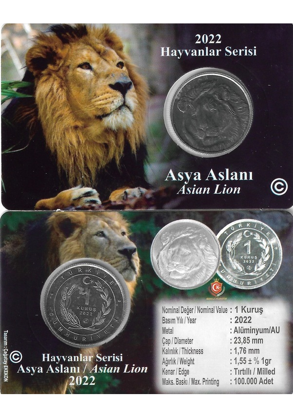 Emir Collectıon 2022 Hayvanlar Serisi Asya Aslanı 1 Kuruş Alüminyum Hatıra Para Fiyatları ve ...