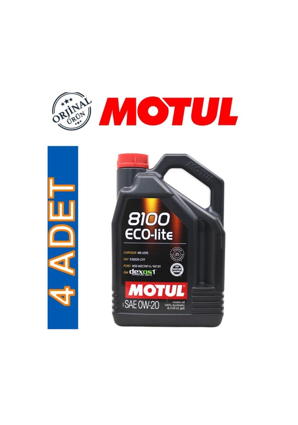 Motul 8100 Eco-Lite 0W-20 Motor Yağı 4 x 4 L Fiyatları ve Özellikleri