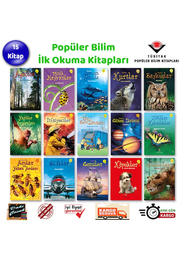 Tübitak Popüler Bilim Ilk Okuma Kitapları 15 Kitap Set 7+ Yaş Fiyatları ...