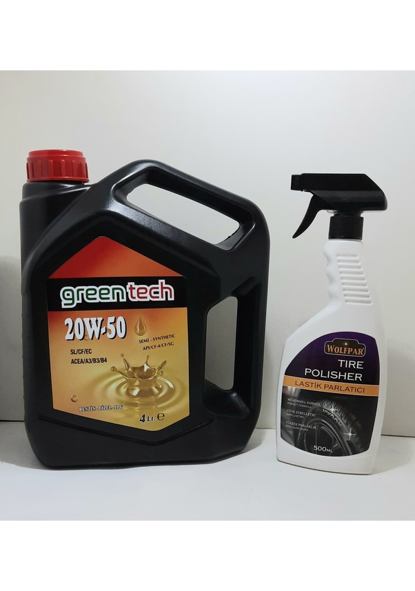Green Tech 20W-50 Sl/Cf/Ec Motor Yağı 4 L + Wolfpar Lastik Parlatıcı ...