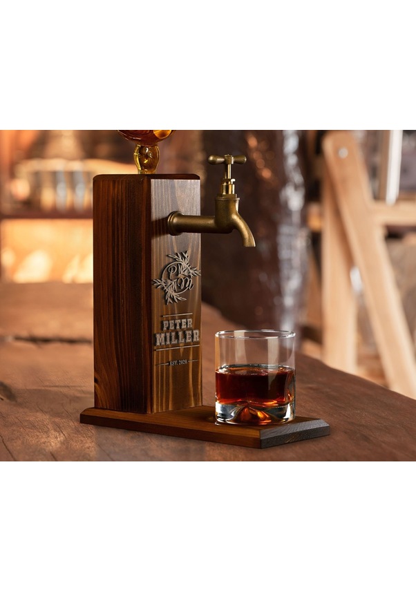 Bk Gift Kişiye Özel Kabartma İsimli Musluklu Doğal Ahşap İçki Standı ...