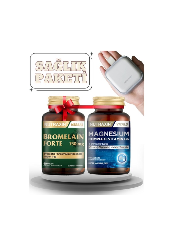 Magnesium Complex+ Bromelain Forte Takviye Edici Gıda 3 Lü Sağlık Seti ...