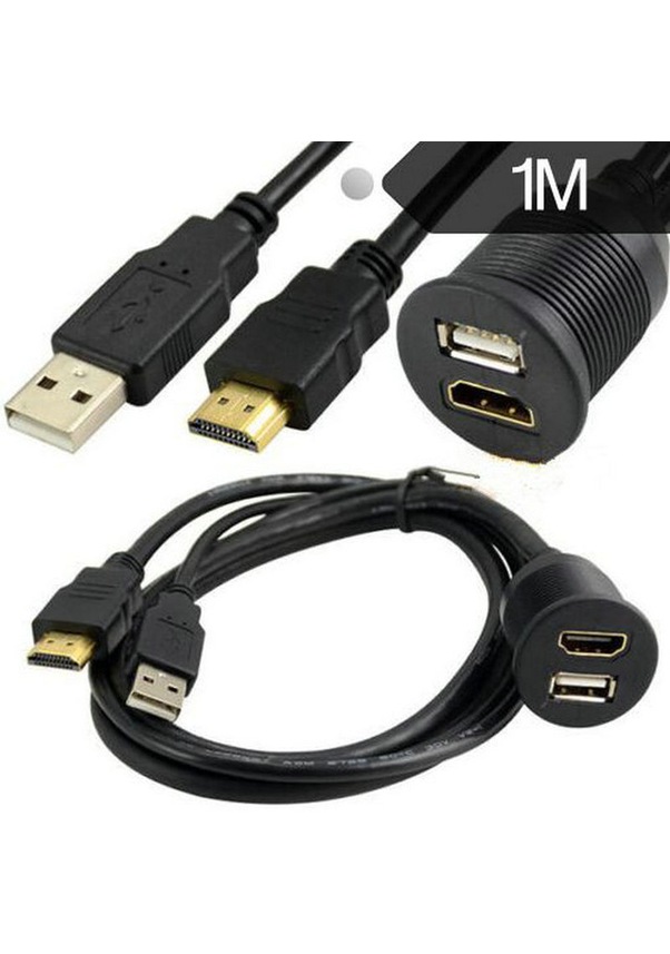 Usb+Hdmi Kablo - Panel Tipi - Vidalı - Erkek - Dişi - 1.8 Metre ...