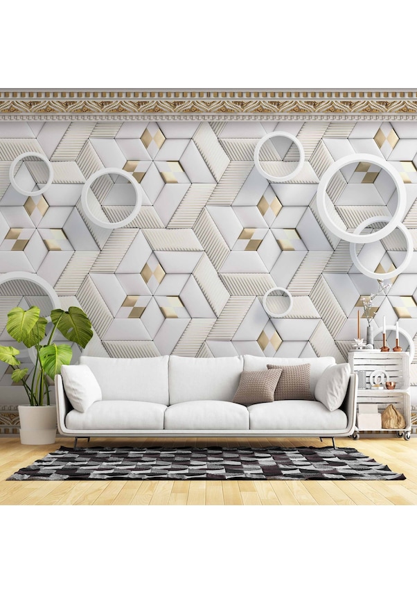 3d Geometri Mozaik Motifli Duvar Kağıdı Baskı 1 M² 100 x 100 Fiyatları ve Özellikleri