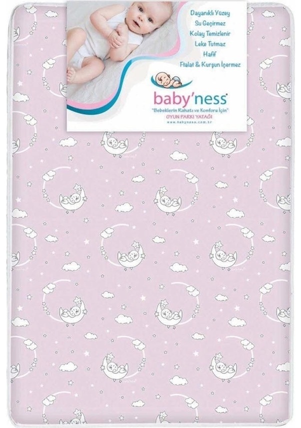Baby'Ness Oyun Parkı Yatağı Bebek Beşik Döşek 60 x 120 CM Pembe ...