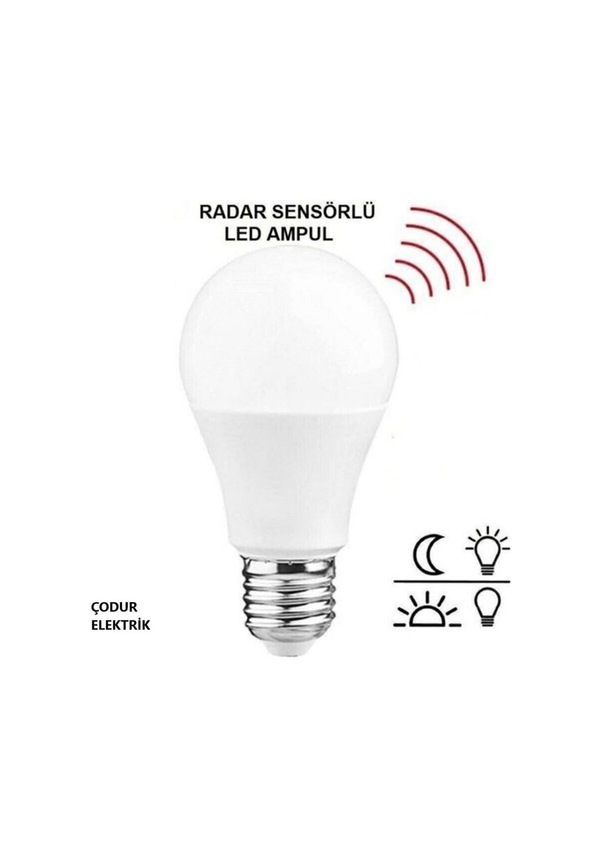 10watt Radar Sensörlü E27 Duylu 3000kelvin Gün Işığı Sarı Işık A60 ...