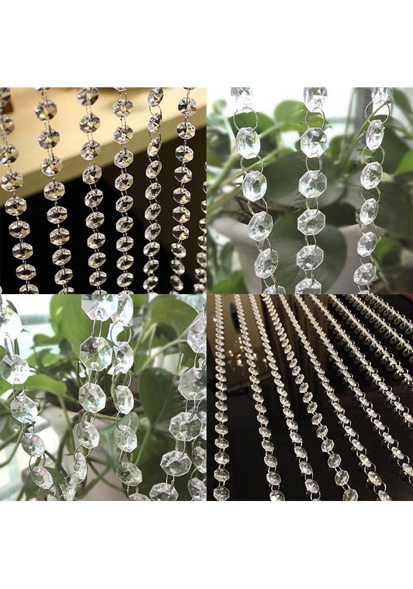 3.3 Ft Akrilik Kristal Boncuk Perde Pencere Kapı Asılı Düğün Ev Dekor ...