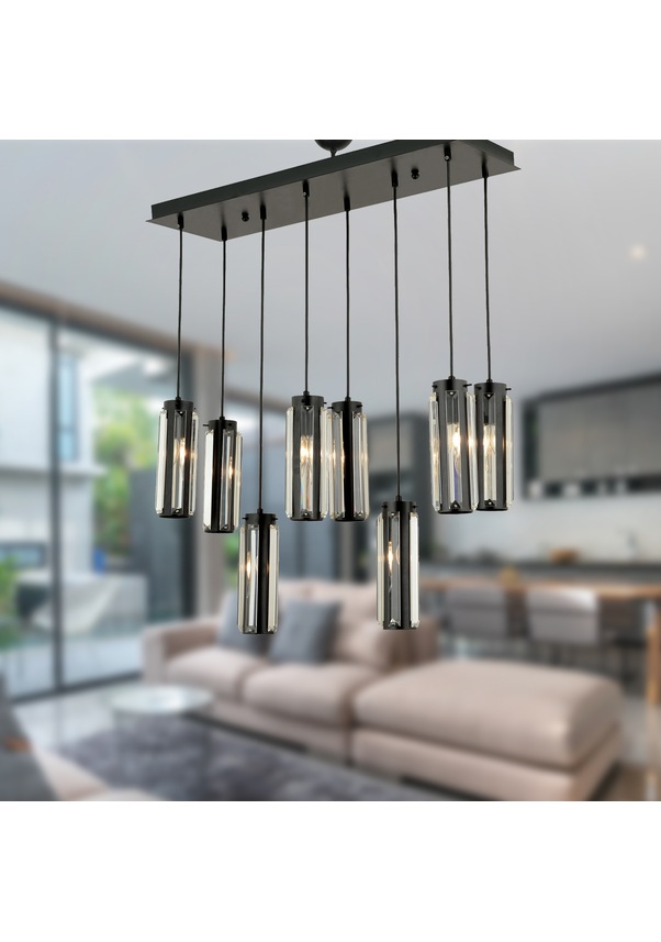 Natali 8 Li Sıralı Siyah Salon Modern Tasarım Yemek Masası Üstü Salon