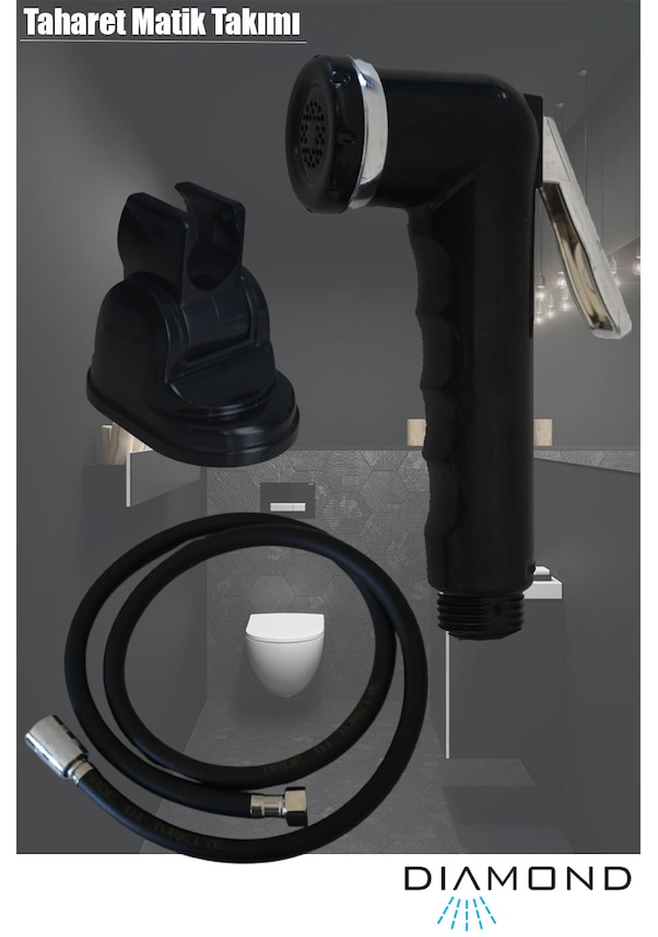Taharet Matik WC Matik Siyah Renk Diamond Taharet Spirali 120 CM Fiyatları ve Özellikleri