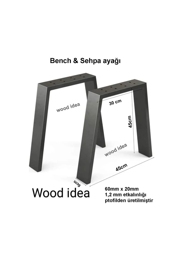 Wood İdea 45 Cm Metal Bench-bank-sehpa-orta Sehpa Ayağı 2 Adet Ay ...