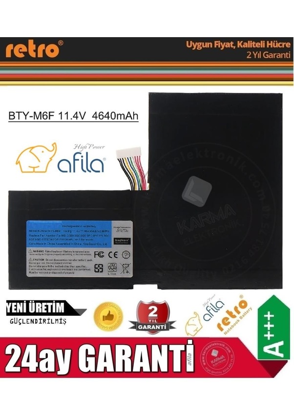 MSI Uyumlu Gs60, Gs60 Ghost Pro, Bty-m6f, Ms-16h4, Ms-16h5 Notebook ...