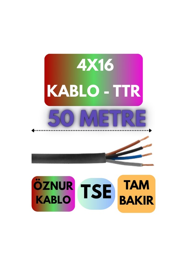 Öznur 4x16 Ttr Kablo Metre Seçenekli Siyah - 50 Metre Fiyatları ve ...