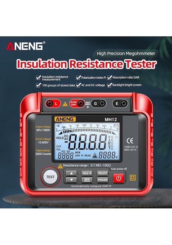 Xuweiwei Aneng Mh12 Dijital Yalıtım Direnci Ölçer - Yüksek Hassasiyetli ...