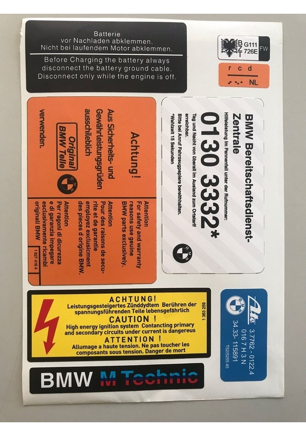 Bmw E30 Etiket Sticker 15 Parça Fiyatları ve Özellikleri